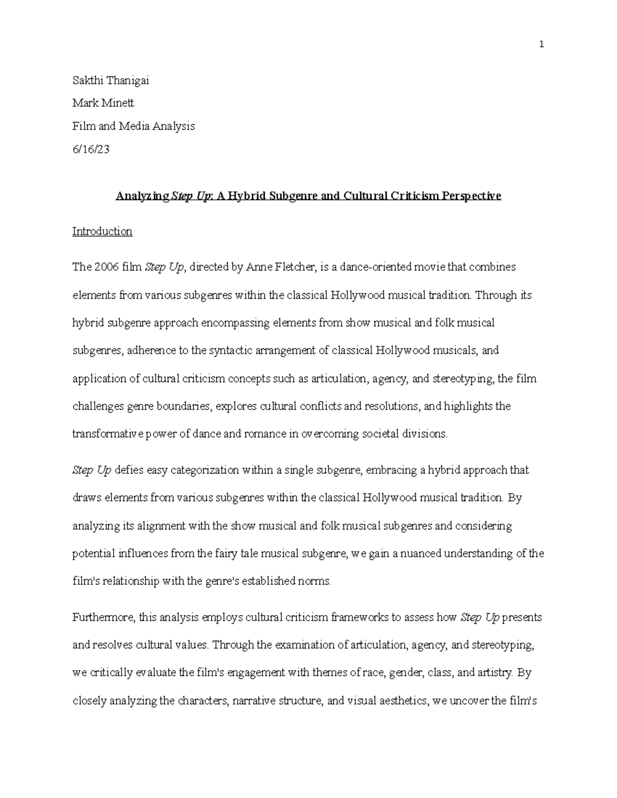 Thanigai S Genreanalysis - Sakthi Thanigai Mark Minett Film and Media ...