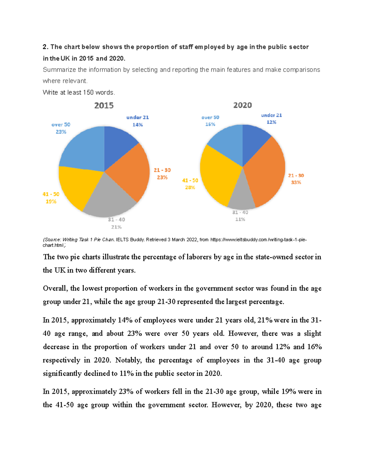 Writting pie chart lesson 3 - The chart below shows the proportion of ...