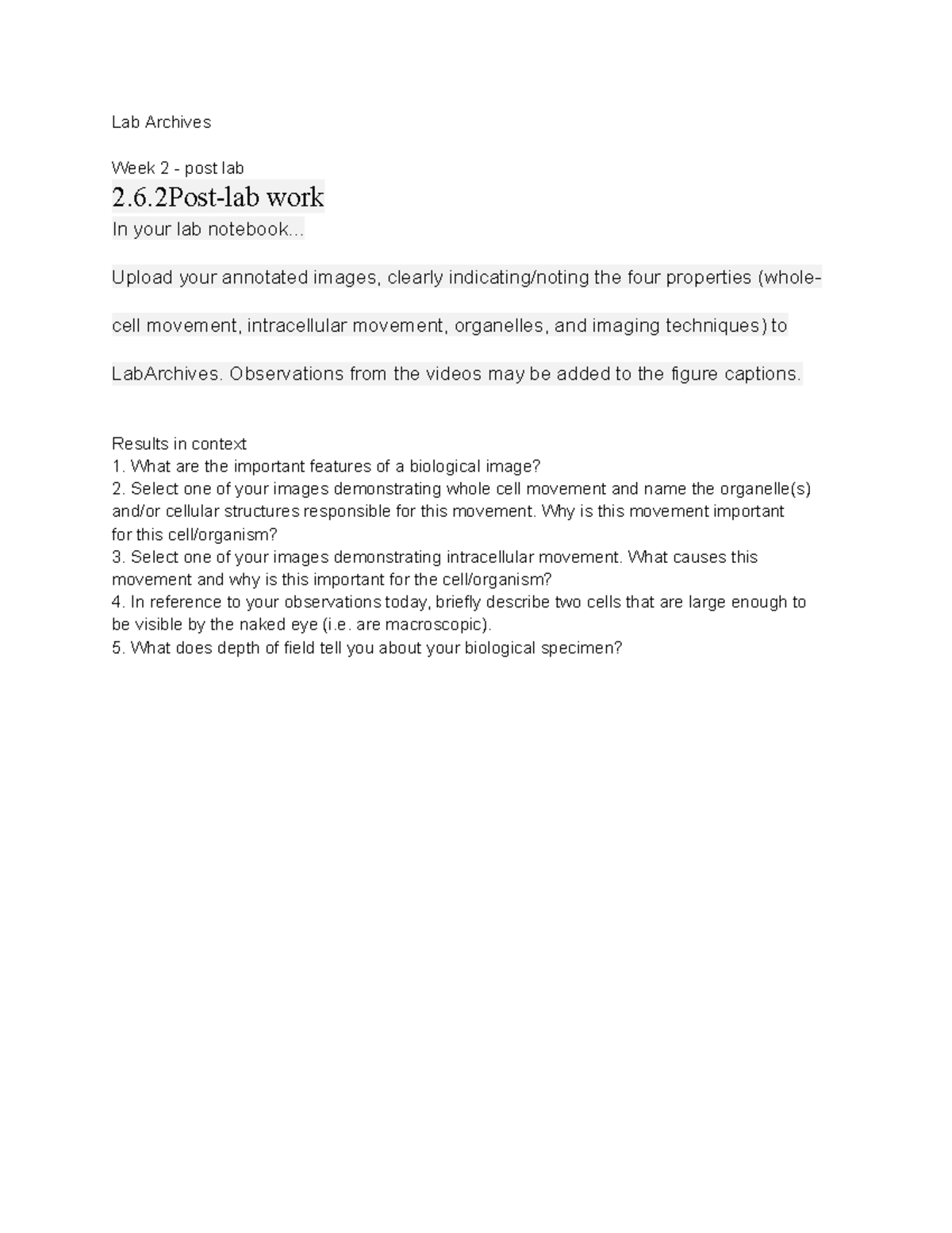 Week 2 lab questions - Lab Archives Week 2 - post lab 2.6-lab work In ...