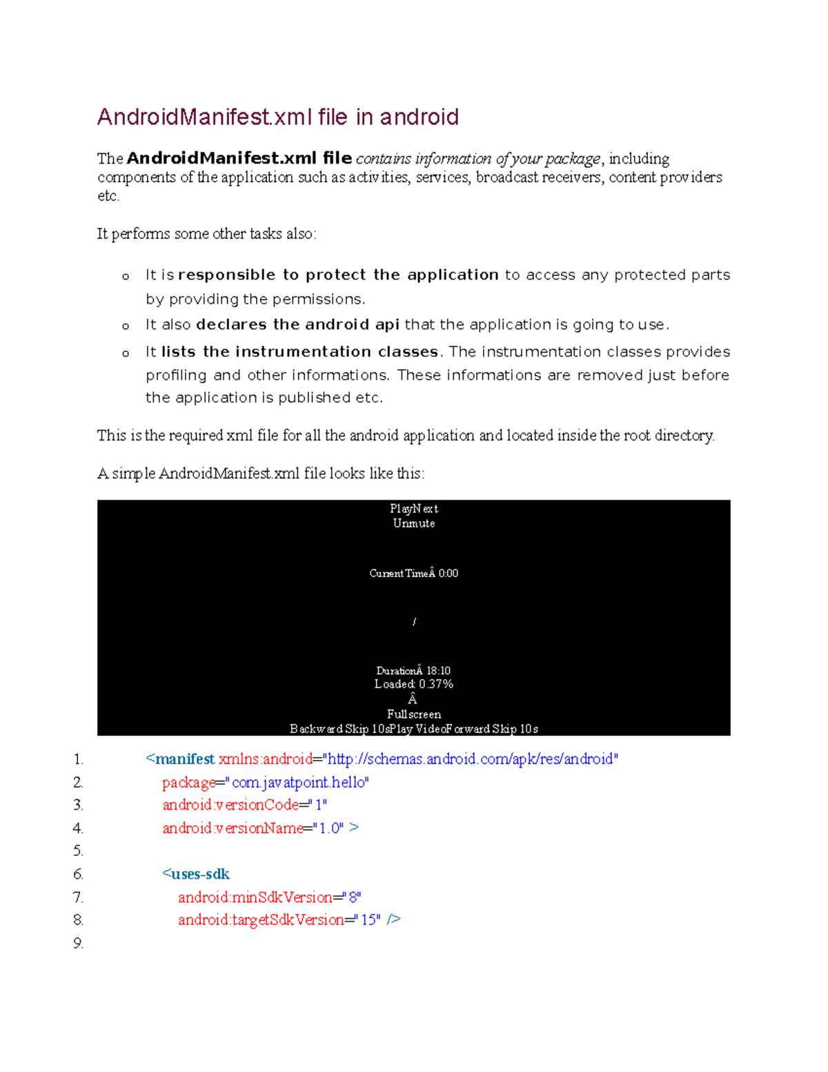 Leveraging android manifest - AndroidManifest file in android The ...