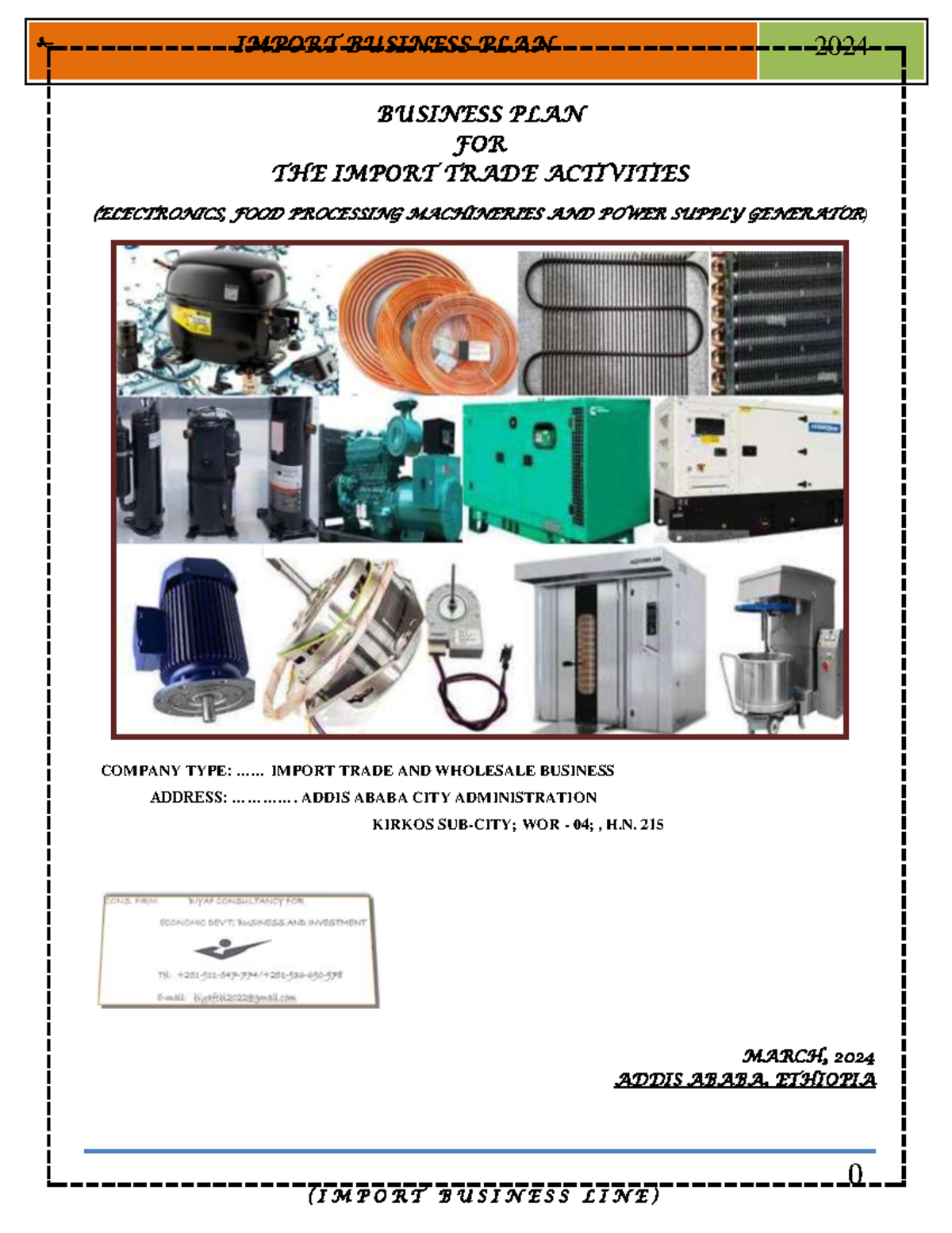 Import Business PLAN - 0 BUSINESS PLAN FOR THE IMPORT TRADE ACTIVITIES ...