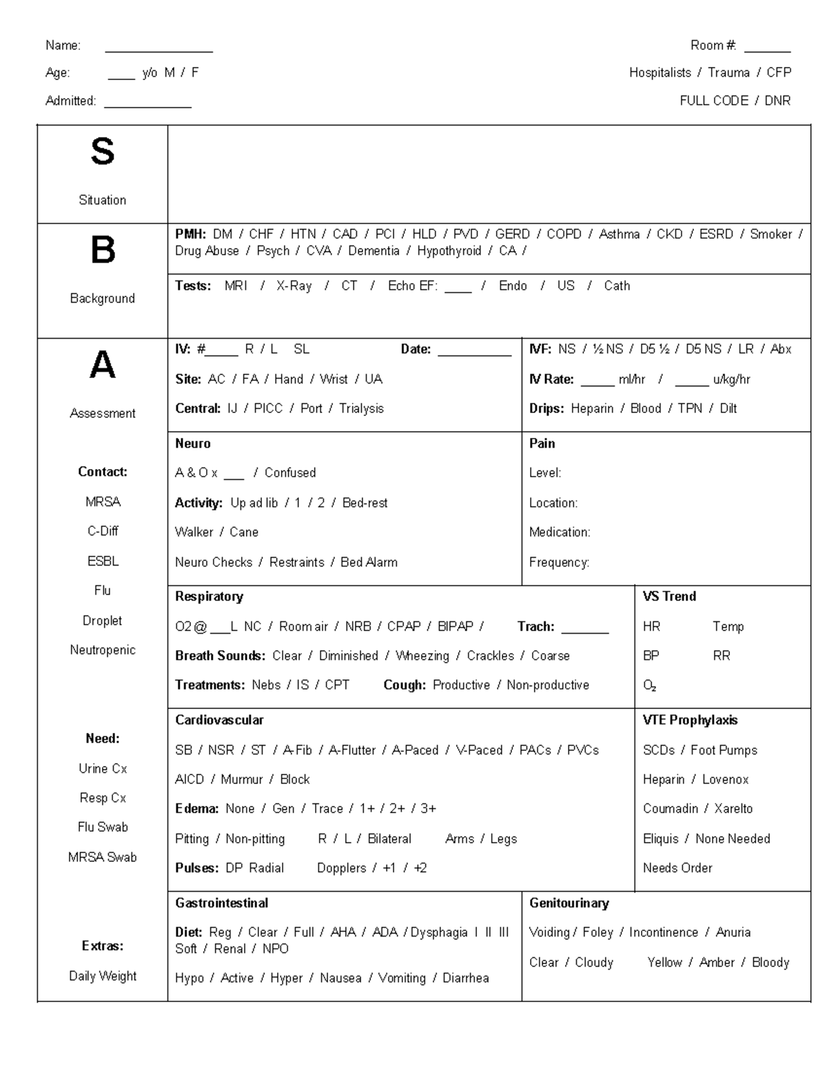 SBAR Report (1) - SBAR is very important for clinical settings, - Name ...