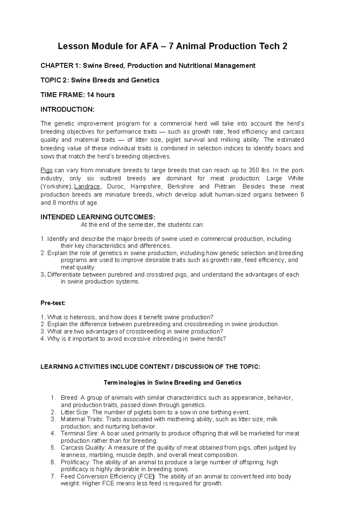 AFA= 7 Topic-2 - Read - Lesson Module for AFA – 7 Animal Production ...