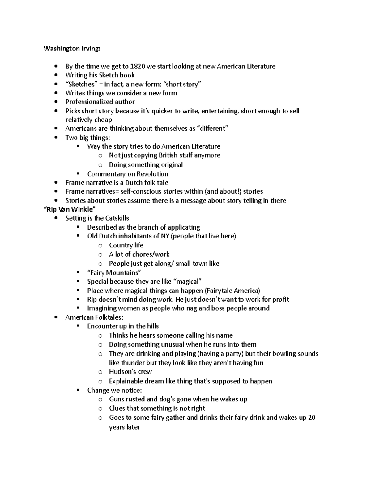 American Literature test 2 - Washington Irving: the time we get to 1820 ...