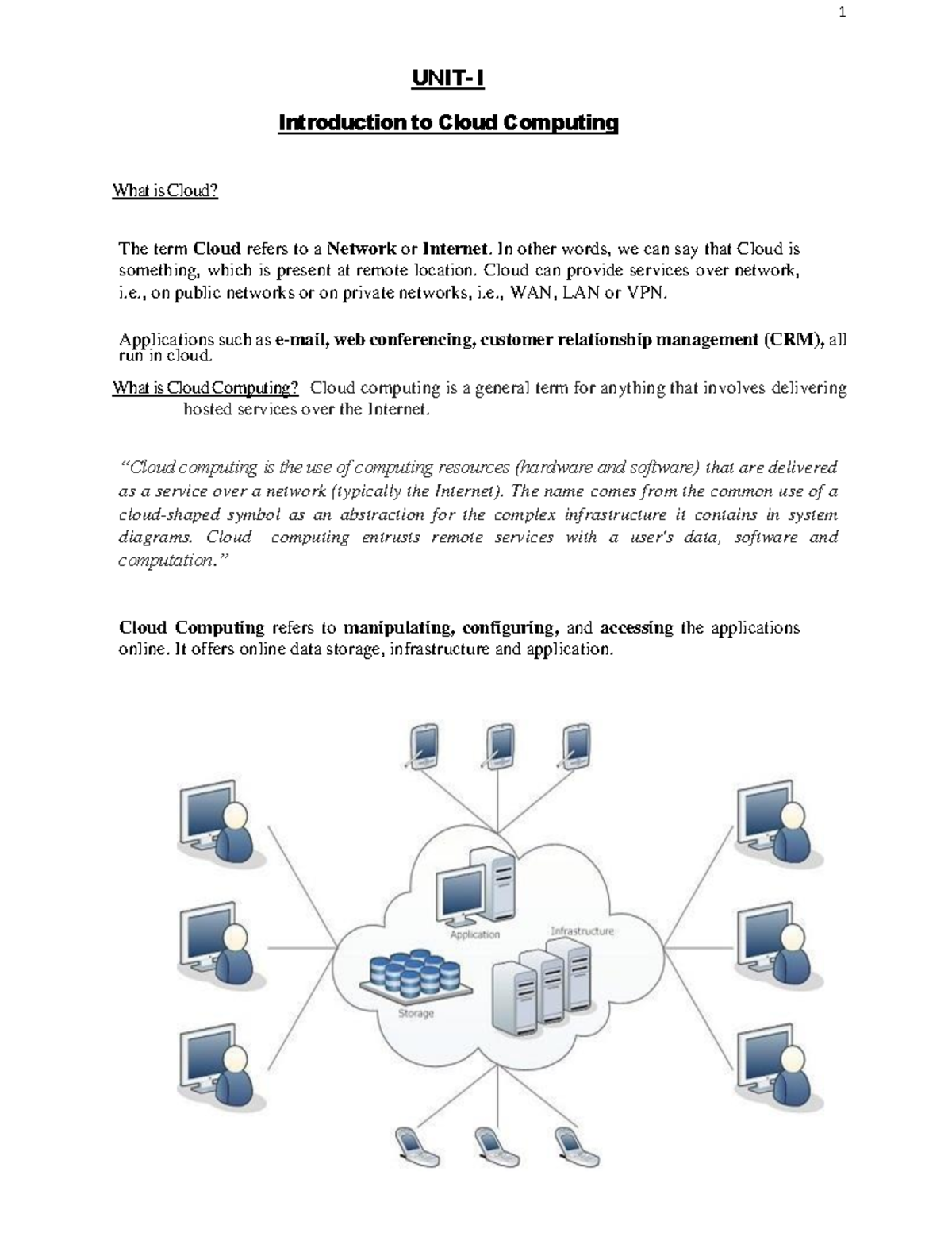 Introduction to C C - UNIT- I Introduction to Cloud Computing What is ...