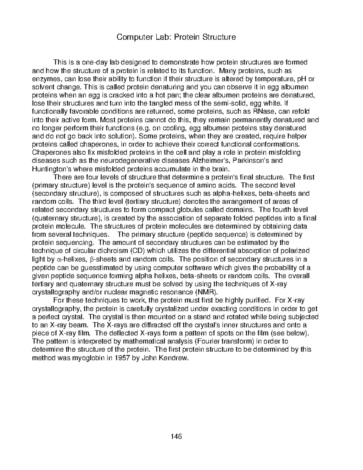 Protein Computer lab - Computer Lab: Protein Structure This is a one ...