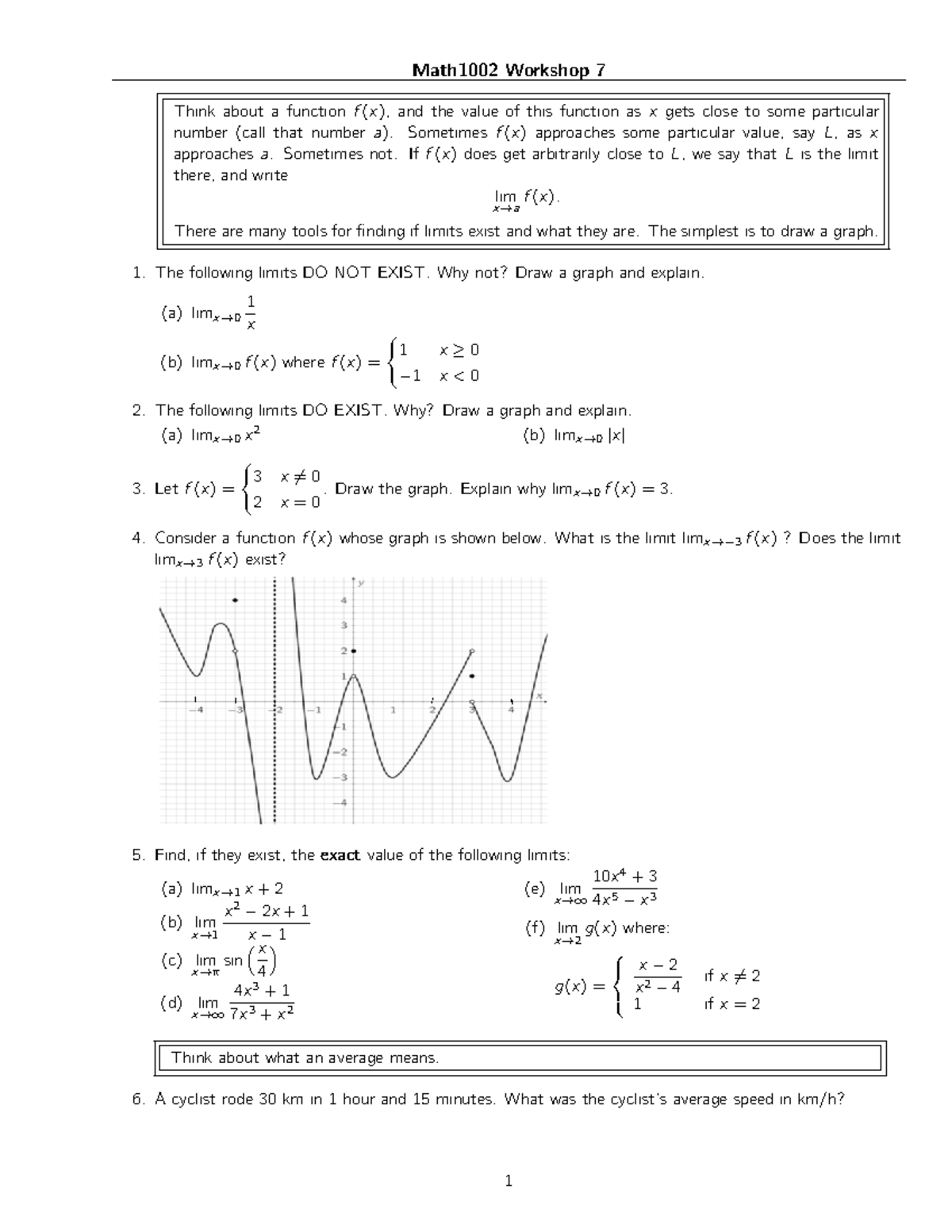 Workshop Sheet 7 - MAT1002 at Callaghan Campus - Math1002 Workshop 7 Think about a functionf(x ...