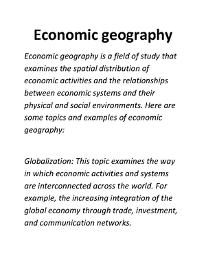 Economic geography part 2 - role of remittances in supporting economic ...
