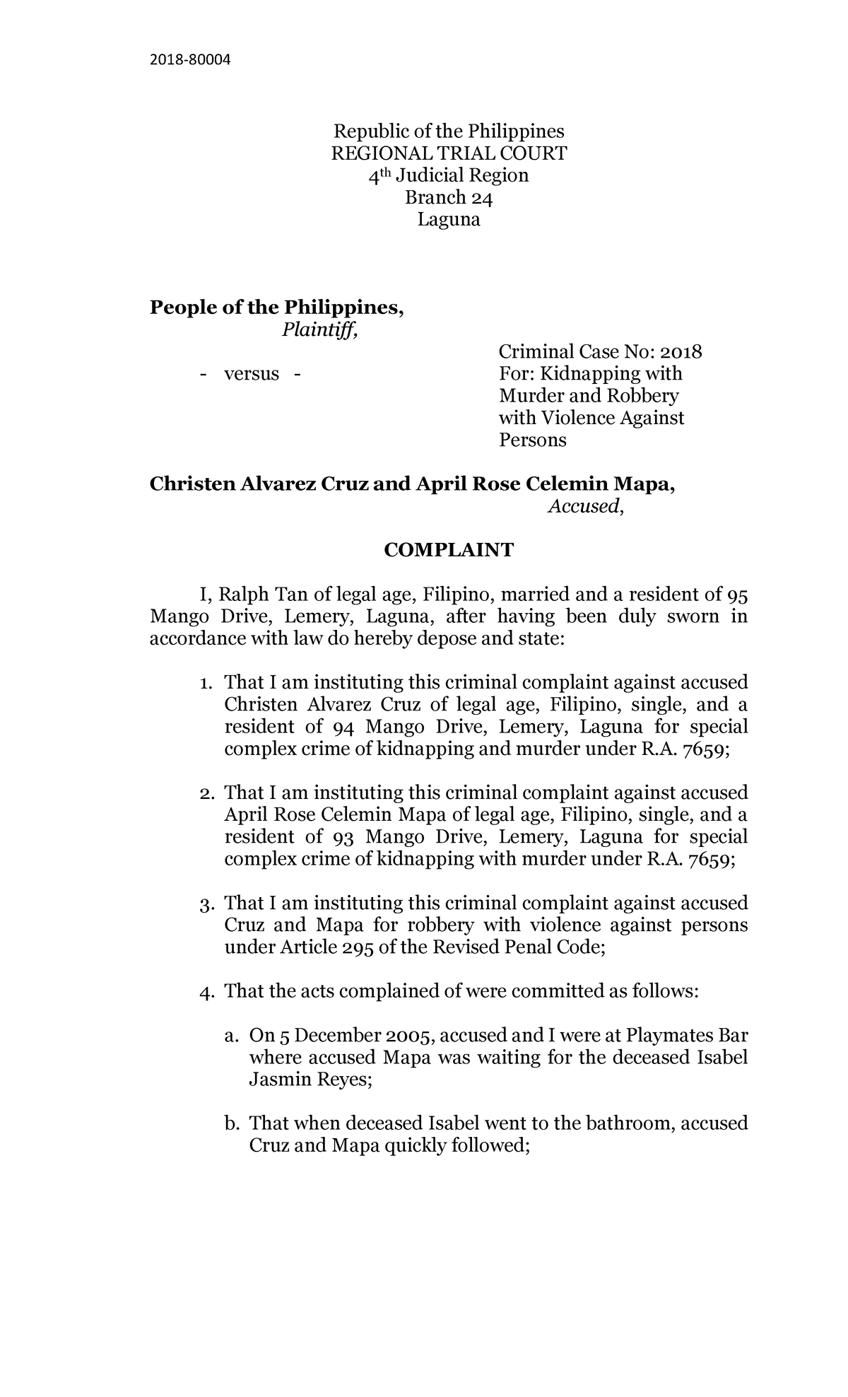 Criminal-complaint-sample compress - Republic of the Philippines ...