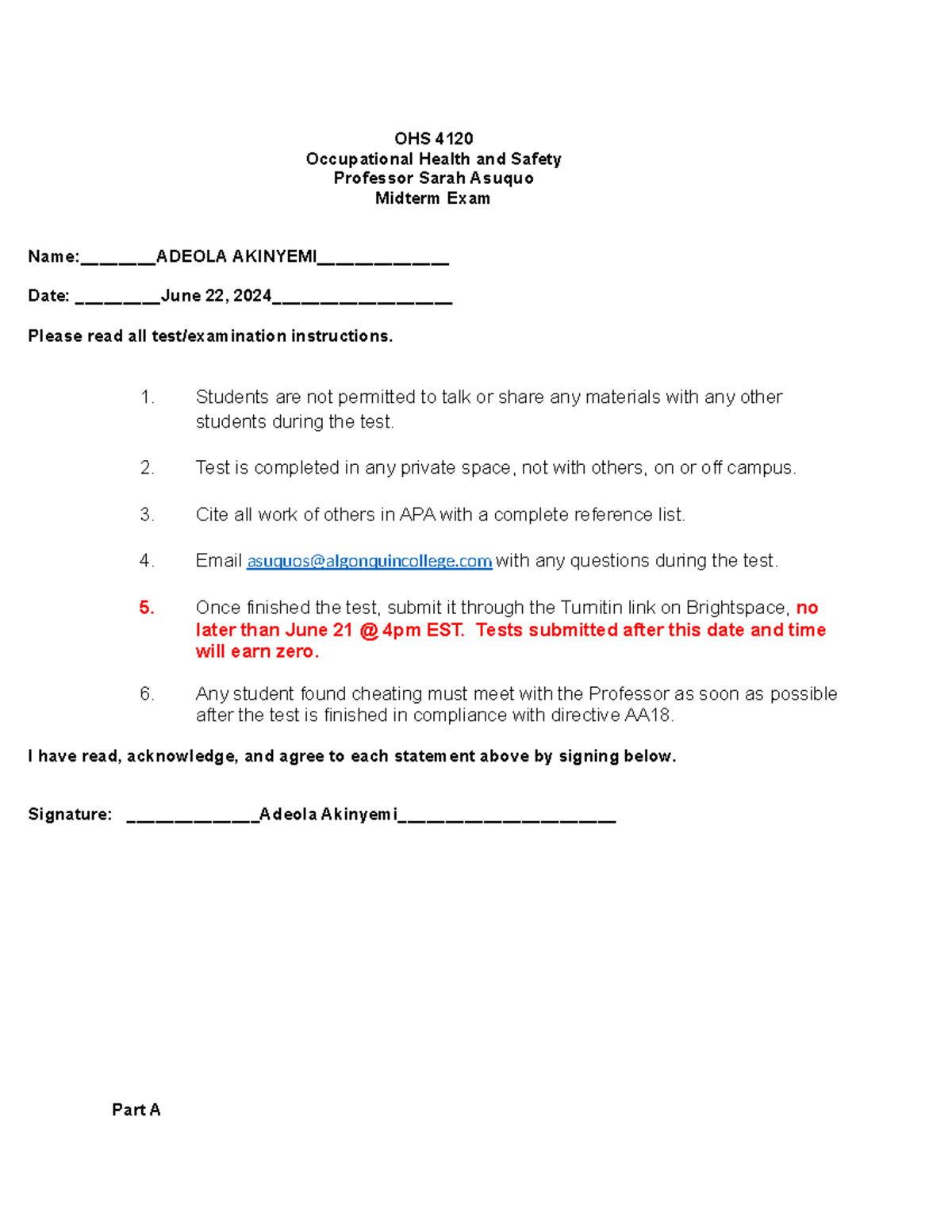 Midterm questions and answers - OHS 4120 Occupational Health and Safety ...