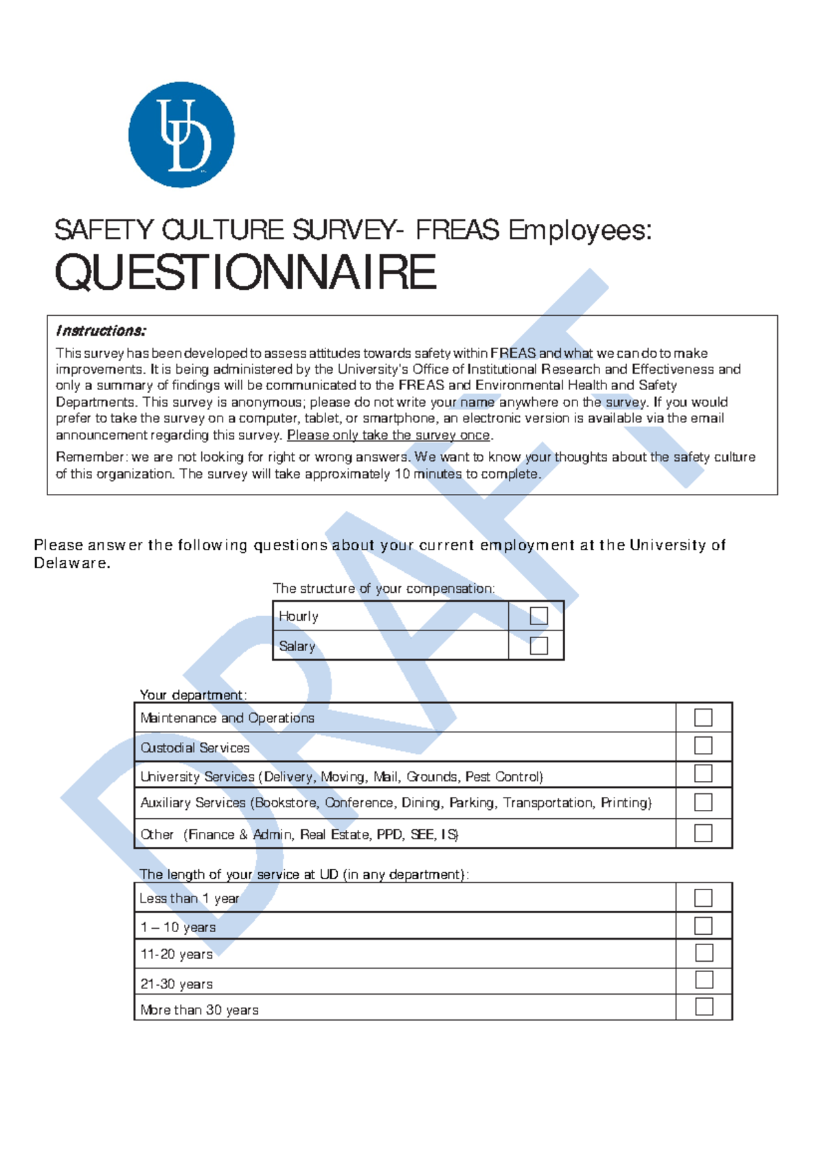 Weekly Safety Message 33 Safety Survey Freas Safety Culture Survey ...