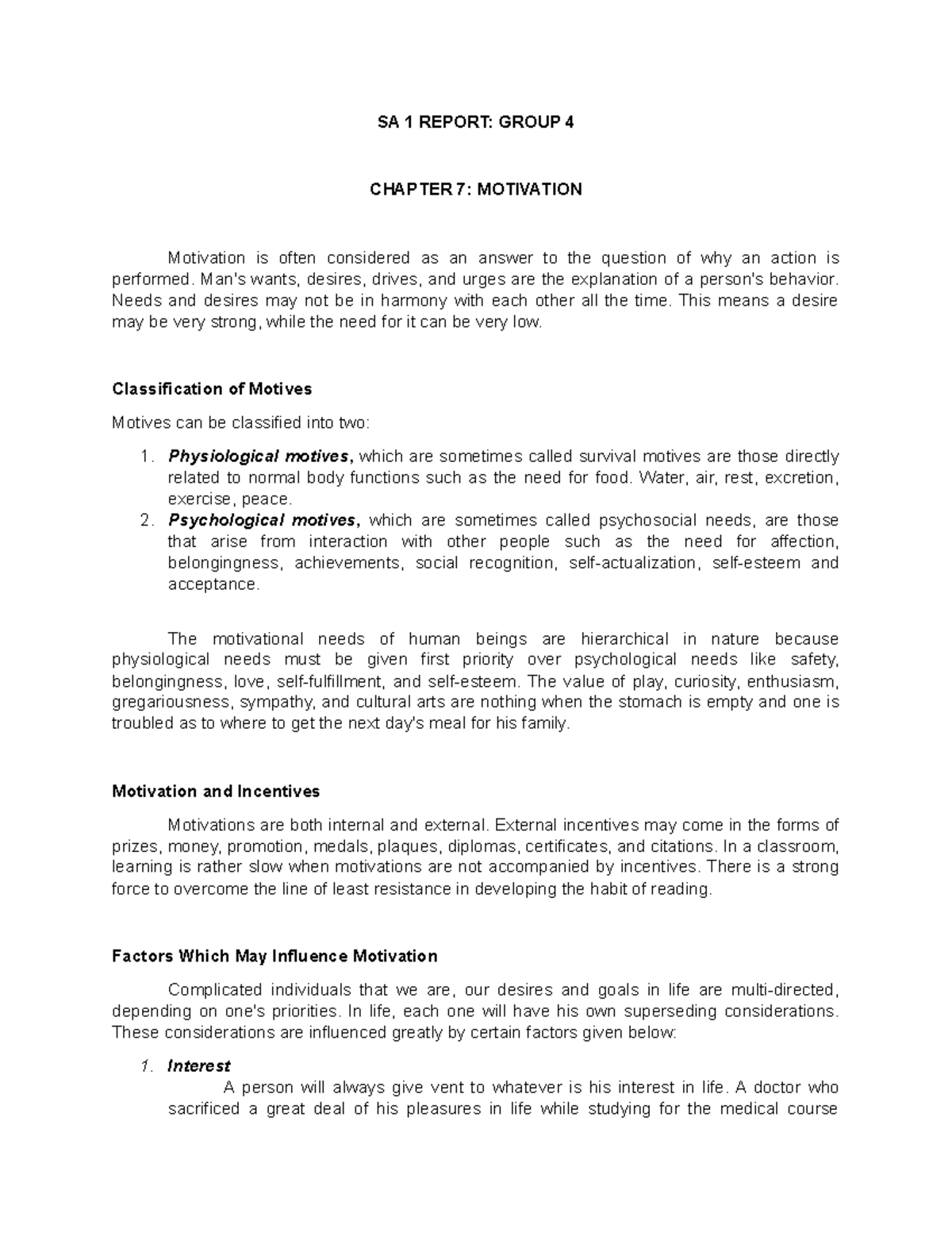Chapter 7 Motivation BY Group 4 - SA 1 REPORT: GROUP 4 CHAPTER 7 ...
