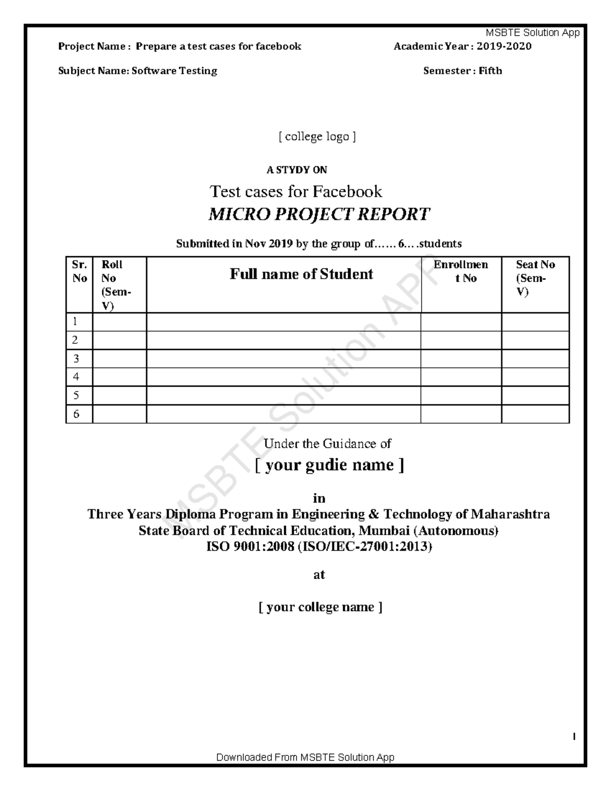 STE Micro project - This report ise for ste student - 1 Project Name ...