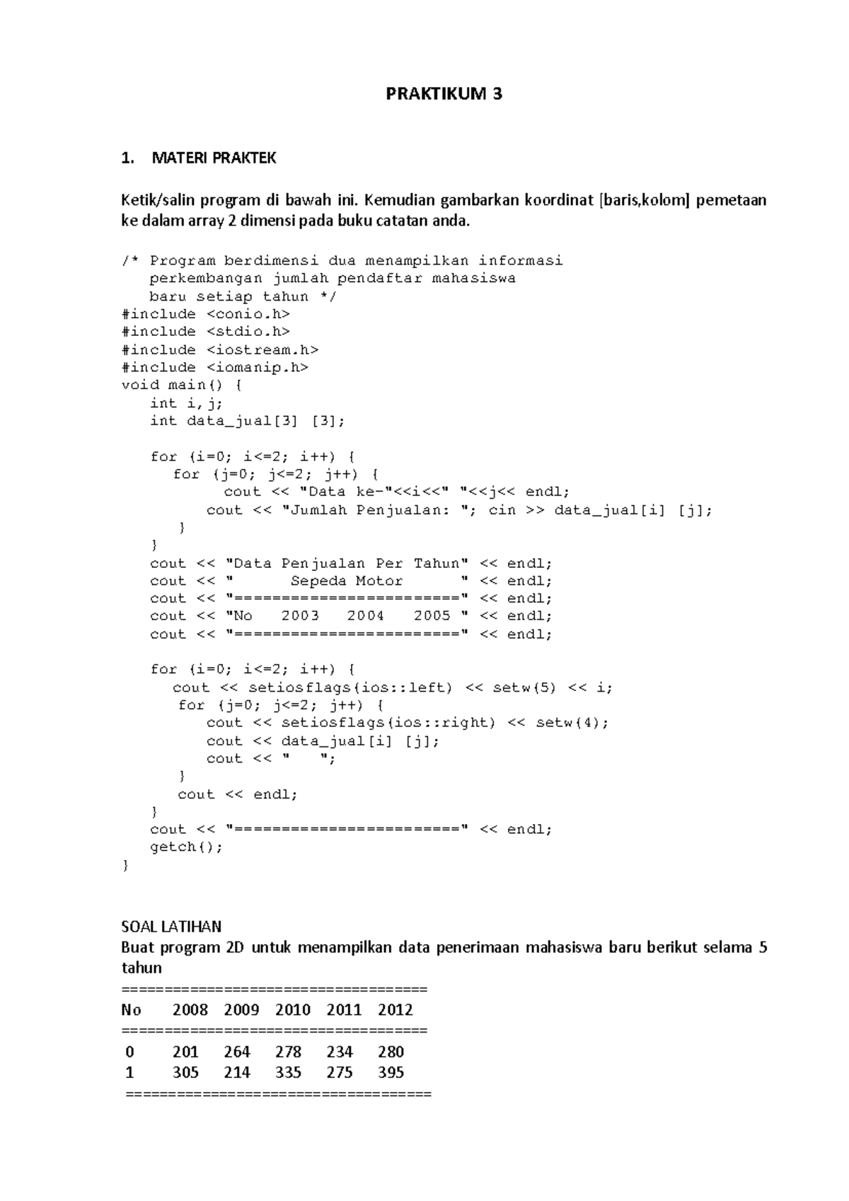 Modul Praktikum Struktur Data Bagian 3 Perulangan - /* Program ...