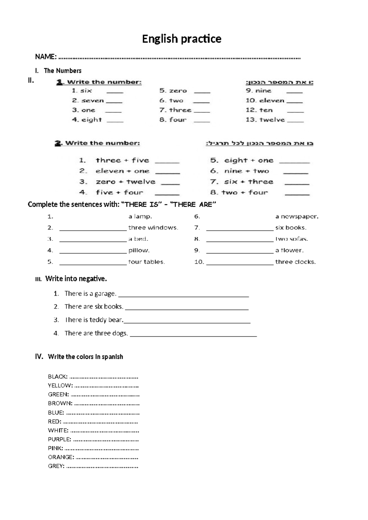 English practice - practica de ingles - English practice NAME: - Studocu
