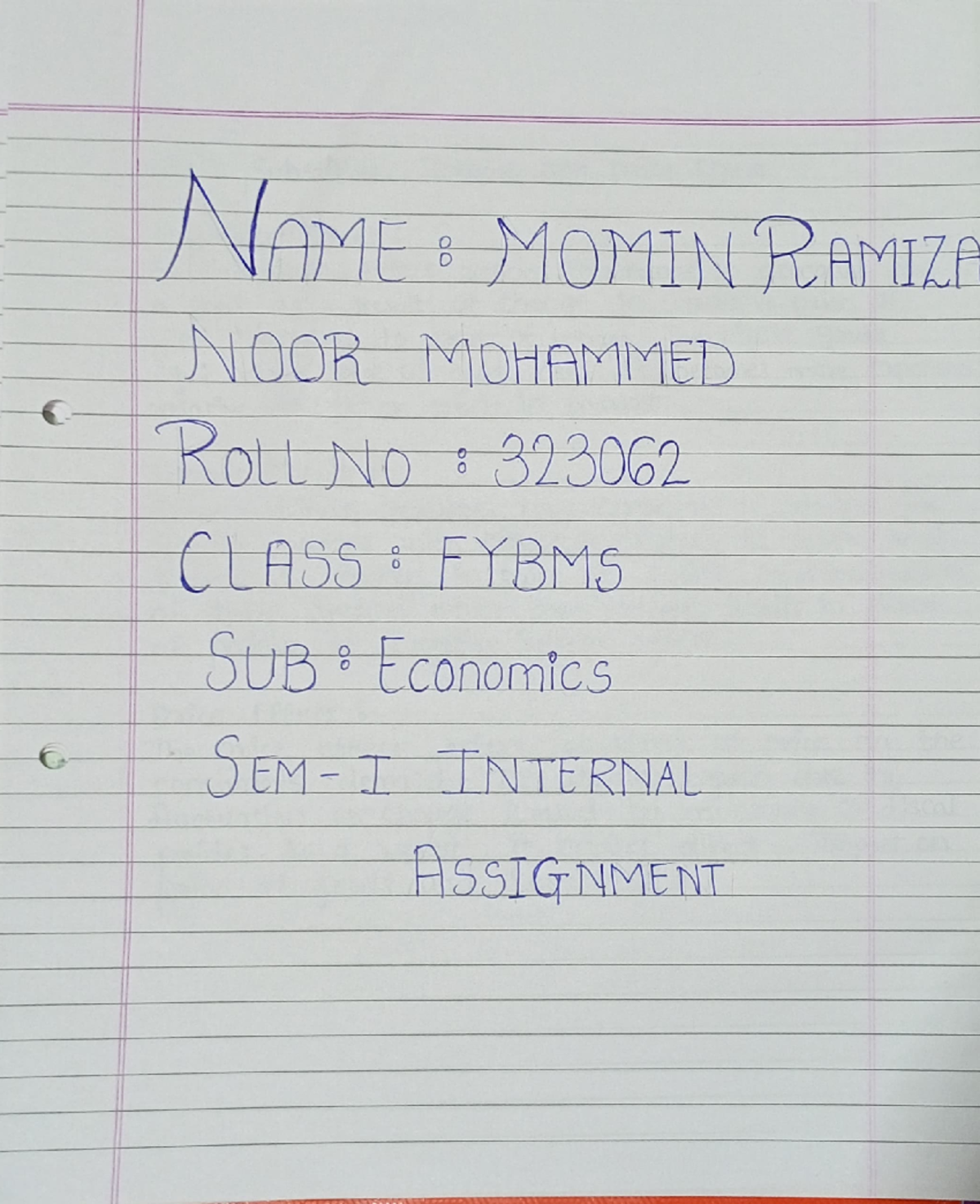 Momin Ramiza Fybms 323062 - NAME MOMIN RAMIZ OOR MOHAMMED Rott No ...