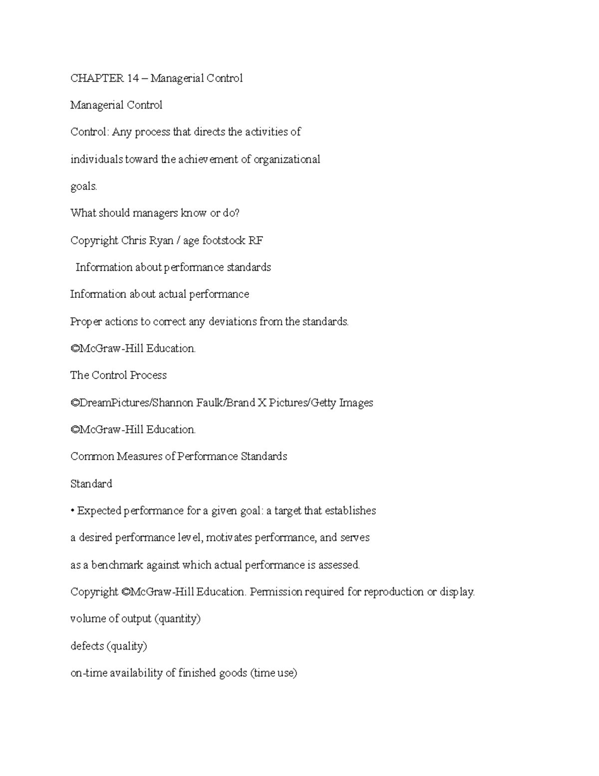 Management 14 - CHAPTER 14 – Managerial Control Managerial Control ...