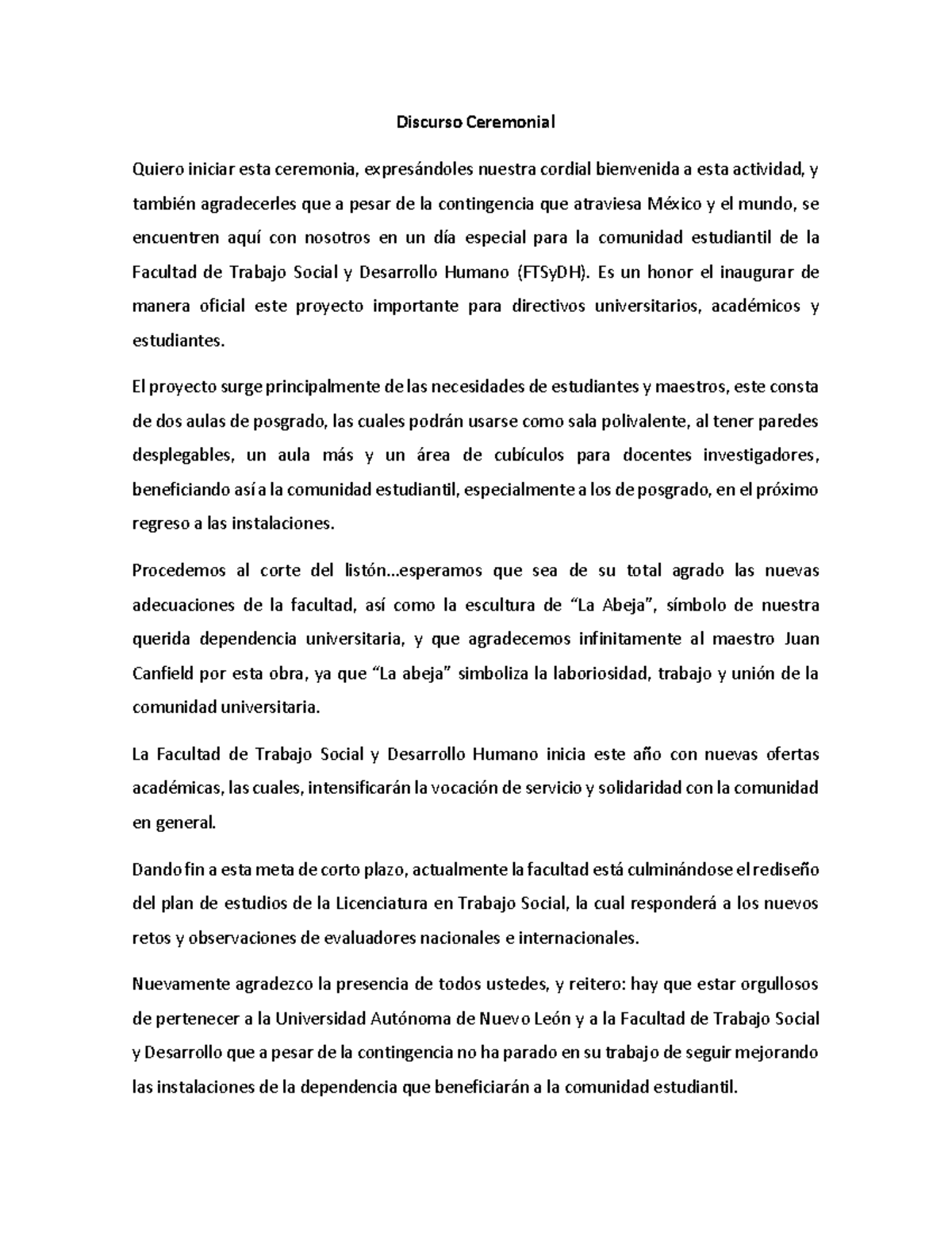 Diapositivas de los discursos ceremoniales, explicación de sus ...