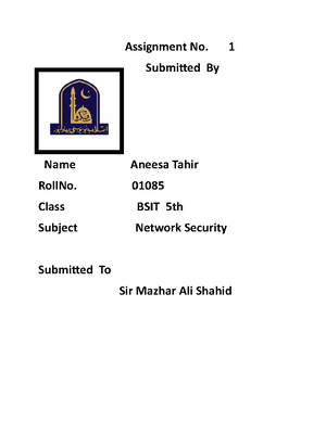 1Access Control - Security in network - Outlines 1- Compare and Contrast Information Security ...