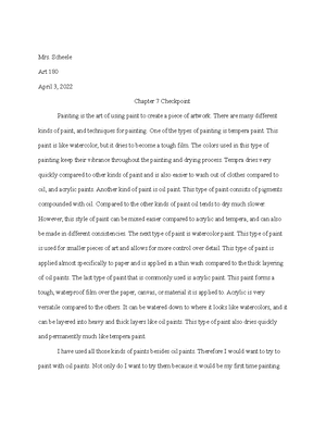 Chapter 5 check point - Mrs. Scheele Art 180 March 3, 2022 Chapter 5 ...