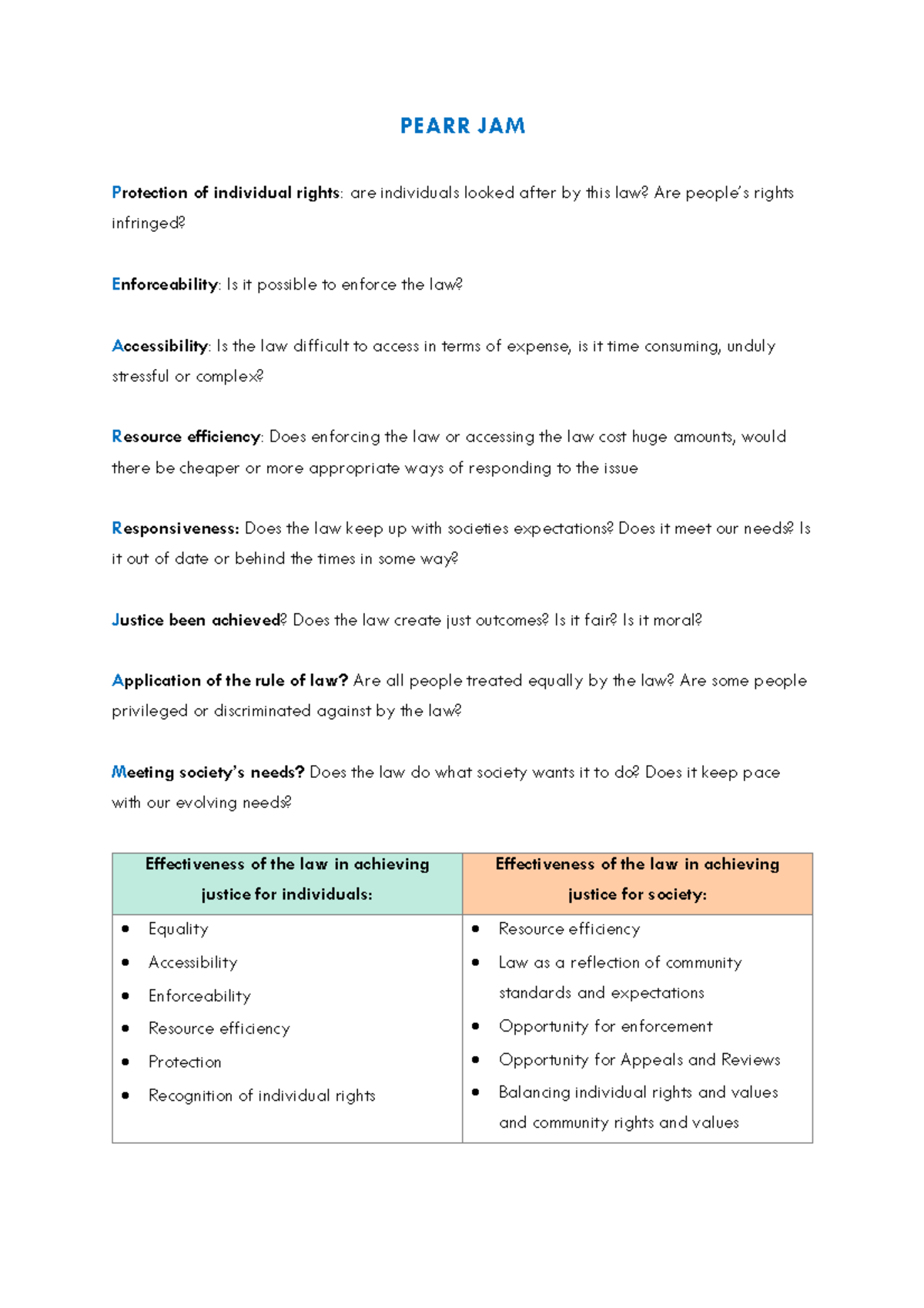 Criteria for evaluating effectiveness-2 - PEARR JAM Protection of ...