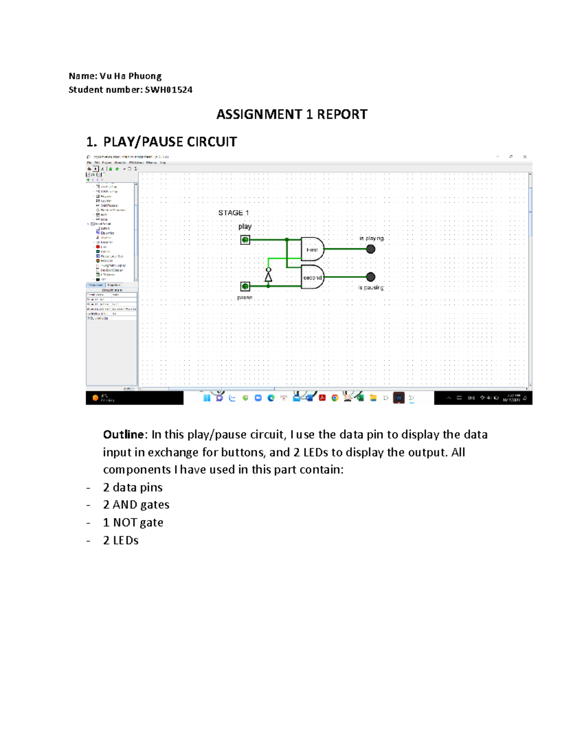 Assignment 1 Report - Name: Vu Ha Phuong Student number: SWH ASSIGNMENT ...