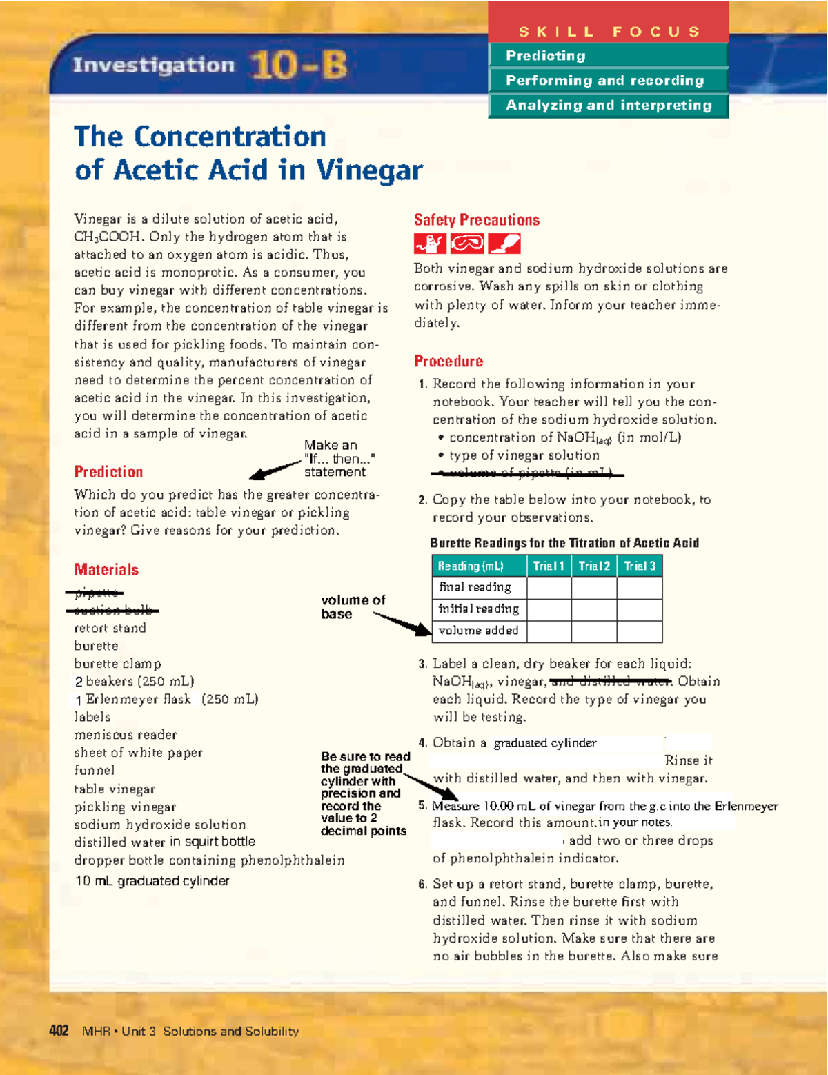 08 Lab 10B The Concentration of Acetic Acid in Vinegar - Predicting ...