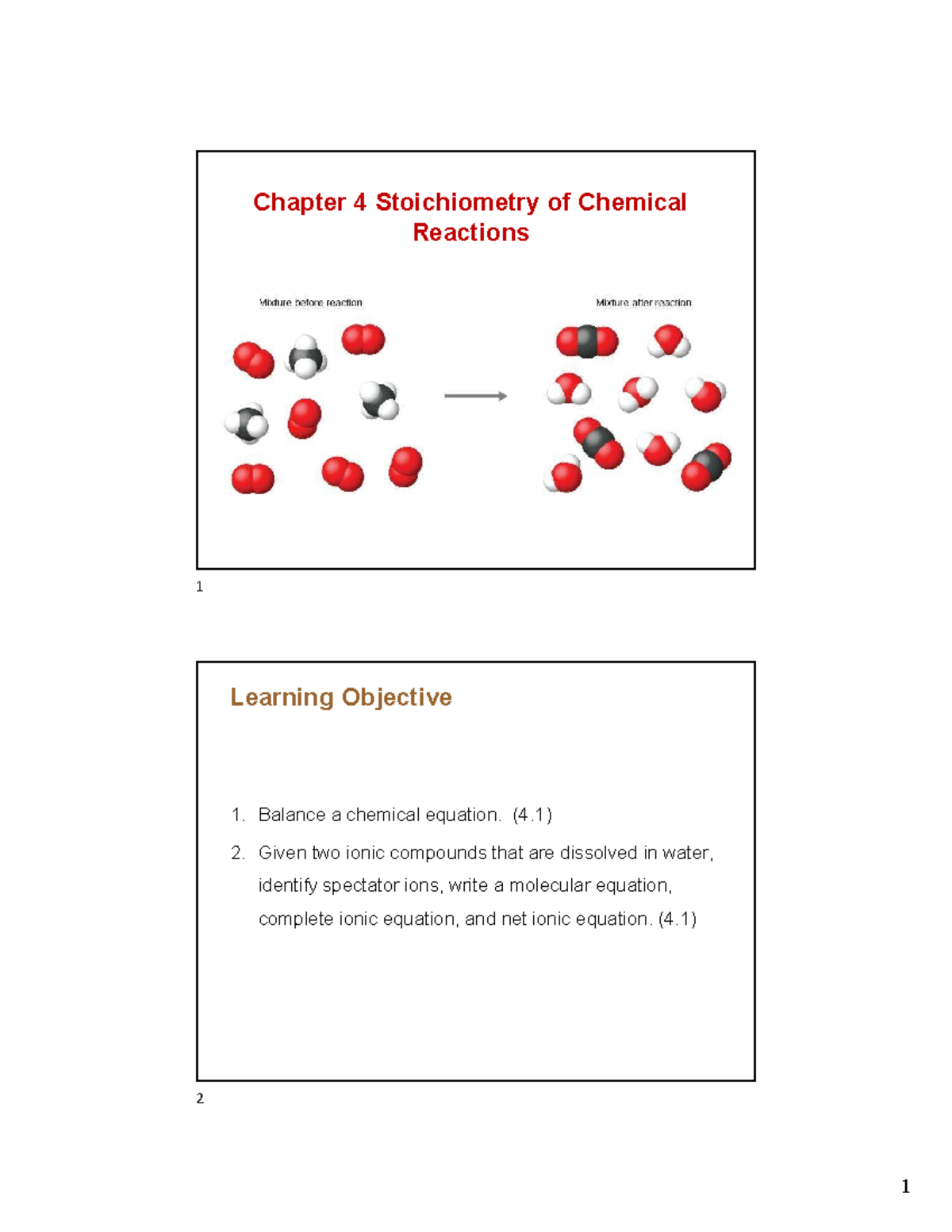 Chapter 4 2 slides per page - Chapter 4 Stoichiometry of Chemical ...