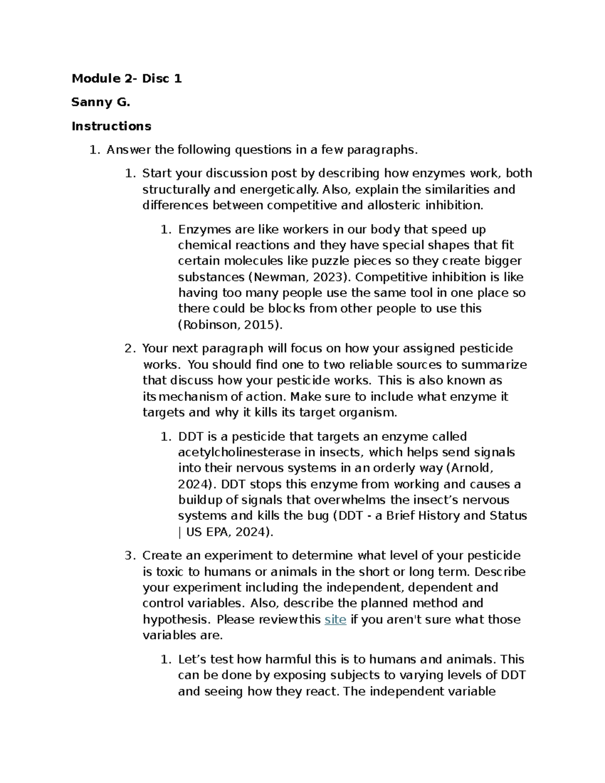 Pesticides Discussion - Module 2- Disc 1 Sanny G. Instructions 1 ...