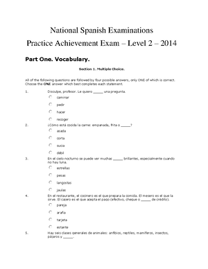 Spanish 1 - Practice test - ASSESSMENT & DIAGNOSTIC TEST - SPANISH ...