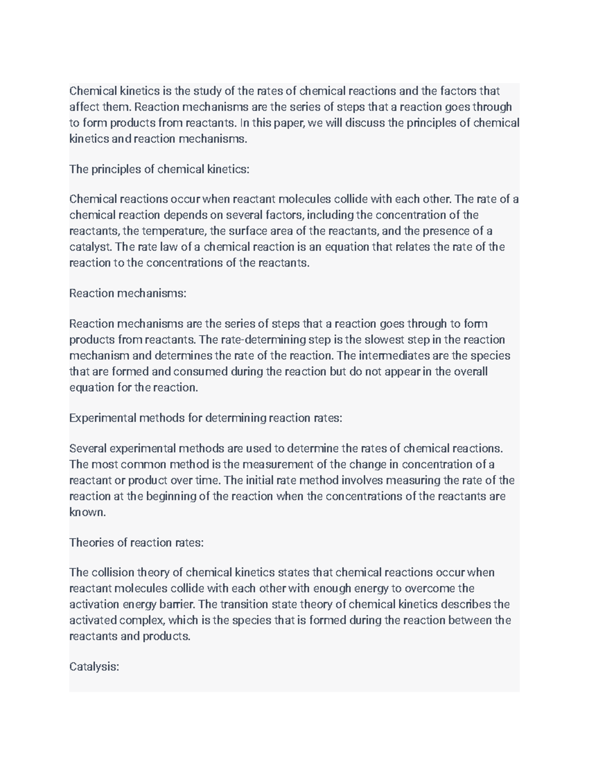 Chemical Kinetics and Reaction Mechanisms - Chemical kinetics is the ...