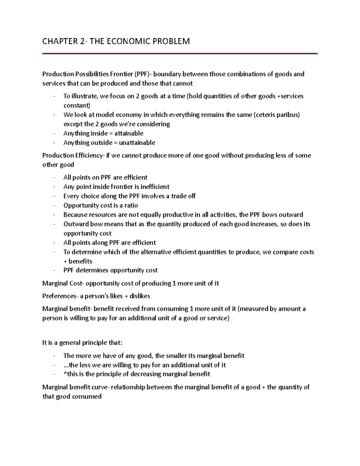 Chapter 2 ppt - CHAPTER 2- THE ECONOMIC PROBLEM Production ...