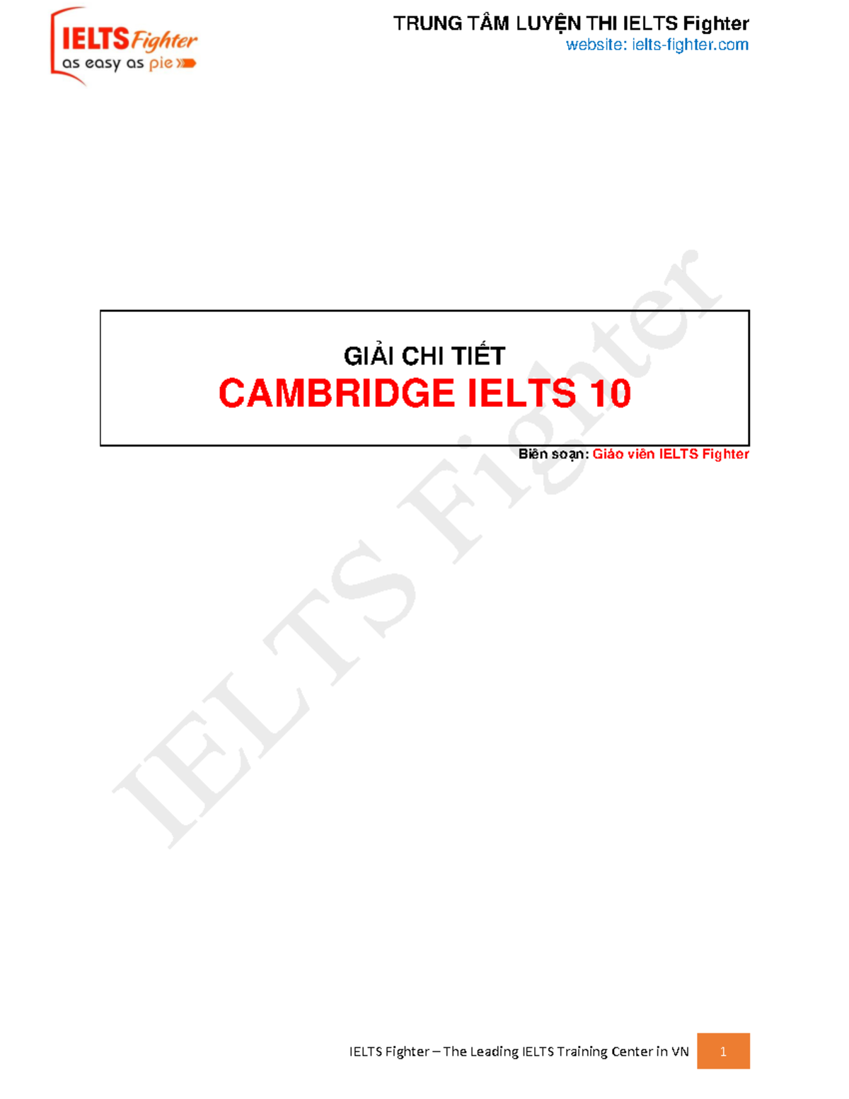 Cambridge Ielts 10 Ielts Fighter báº£n chuáº©n - website: ielts-fighter ...