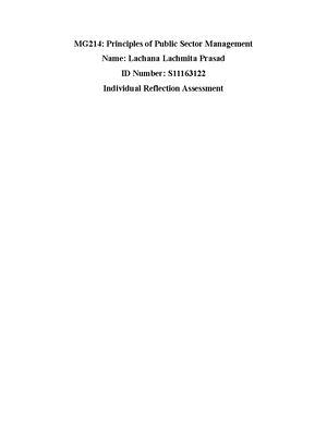 Assignment 2 - MG214 - MG 214 PRINCIPLES OF PUBLIC SECTOR MANAGEMENT ASSIGNMENT: 02 TOPIC ...