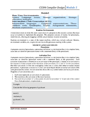 Module 5 - Notes - Compiler Design - KTU - Studocu