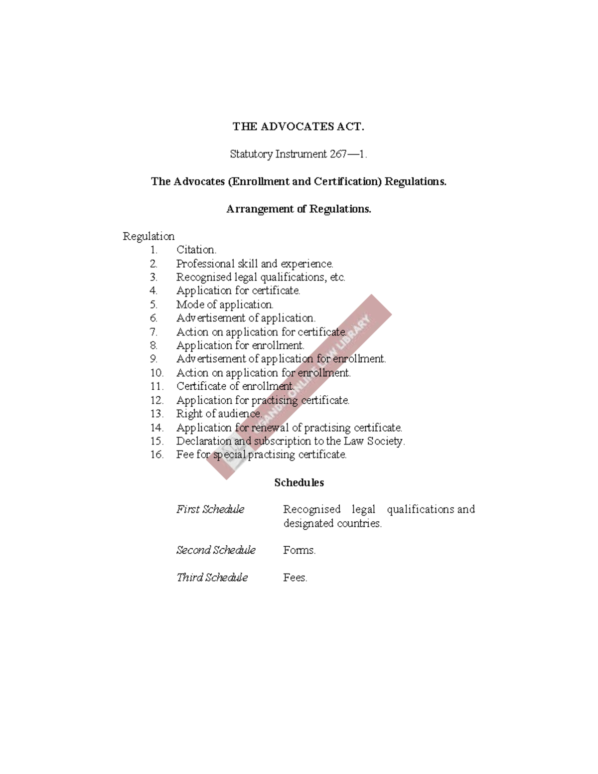 SI 267 1 - Statutory Instrument - THE ADVOCATES ACT. Statutory ...