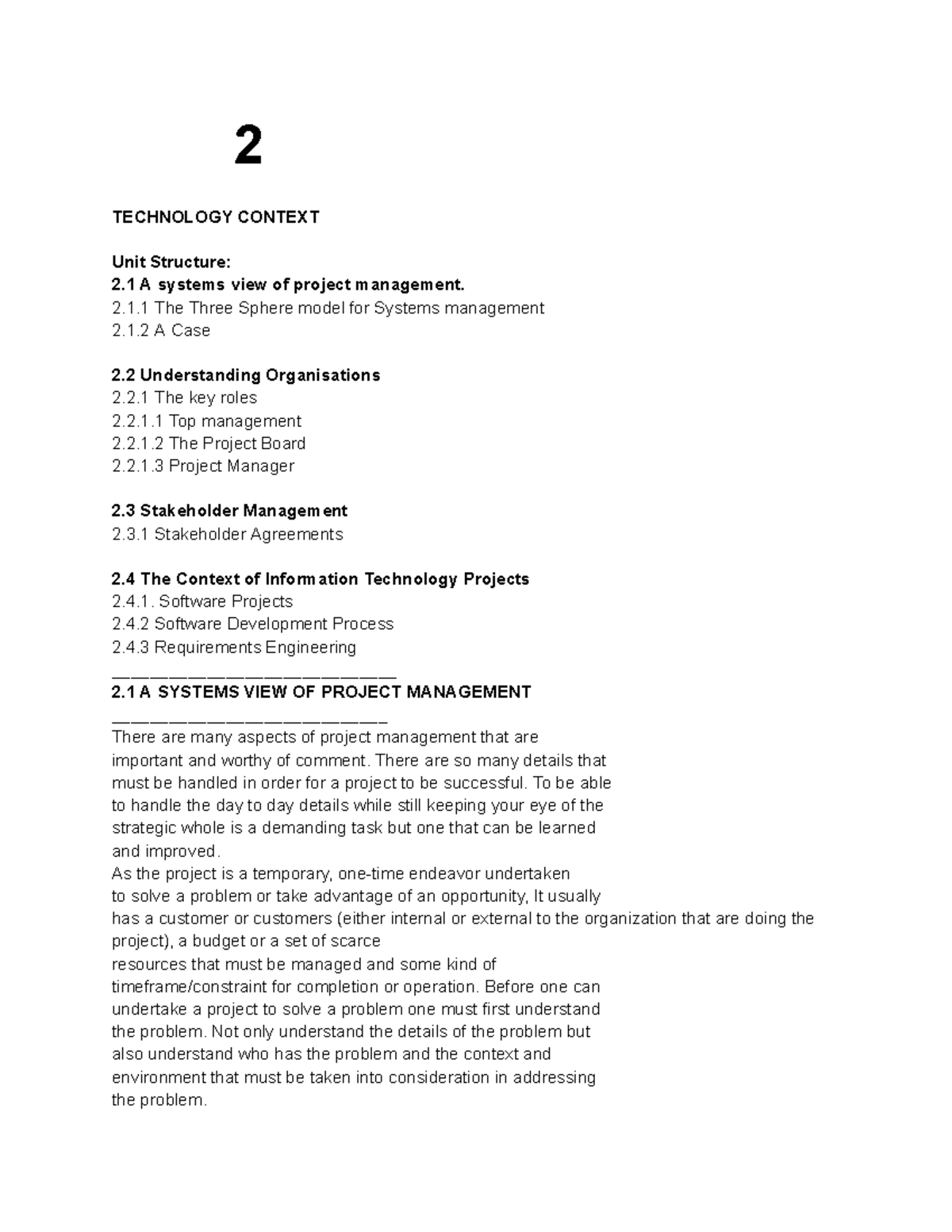 Soft skills -2 - 2 TECHNOLOGY CONTEXT Unit Structure: 2 A systems view ...