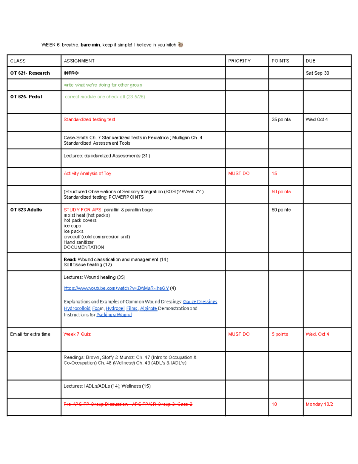 WEEK 6 - ASDADS - WEEK 6: breathe, bare min, keep it simple! I believe ...