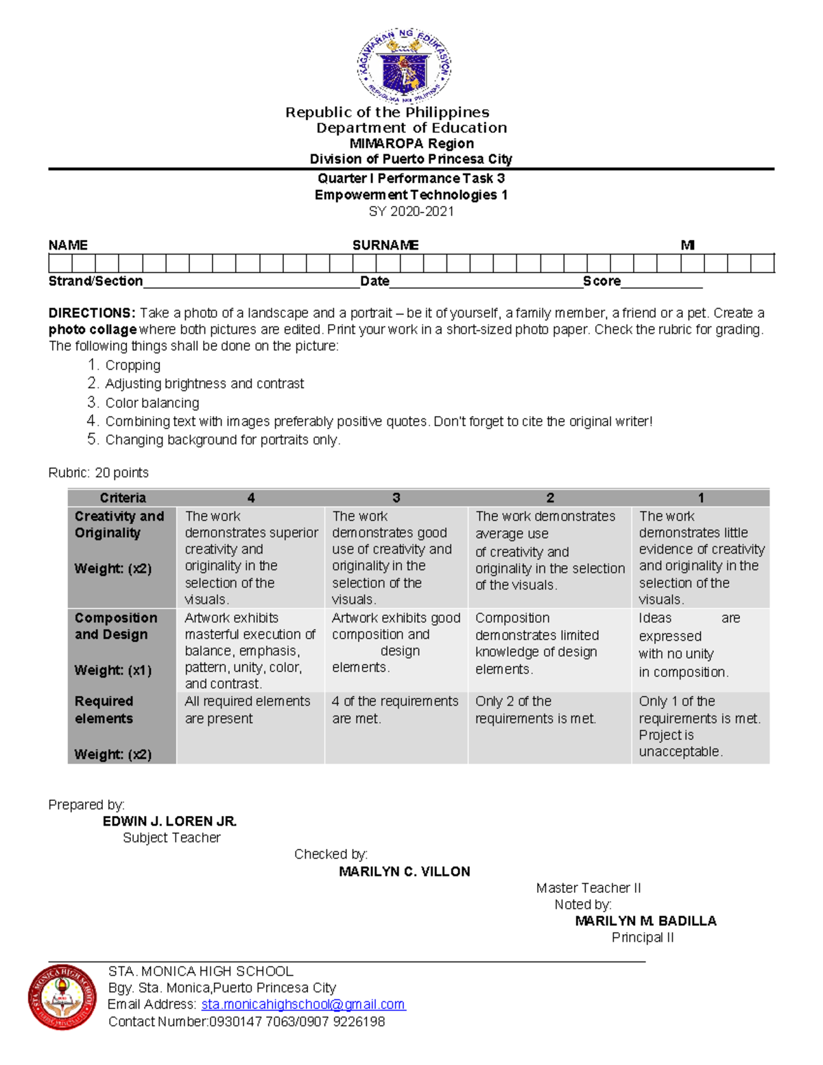 Etect Performance TASK 3 photo collage - Republic of the Philippines ...