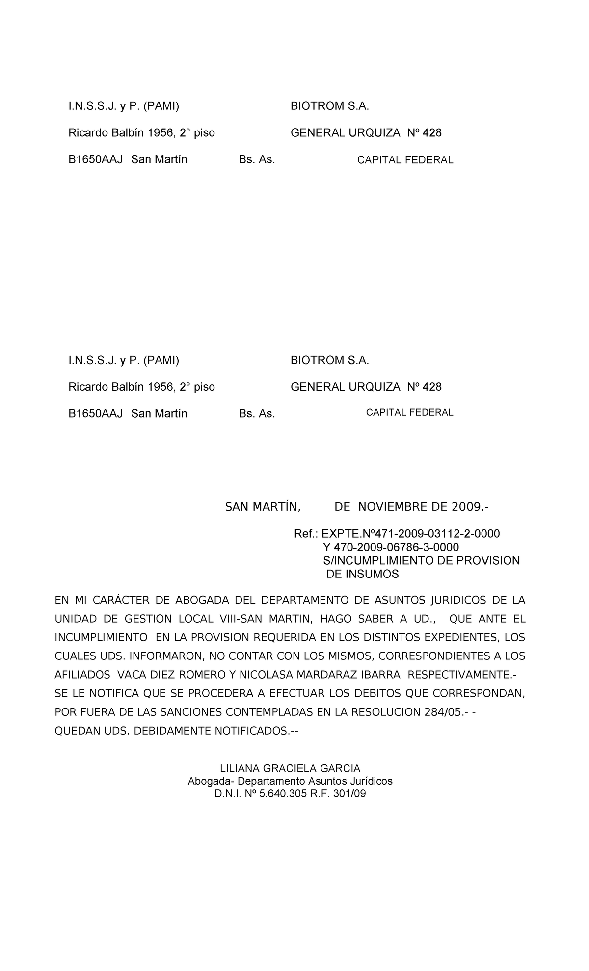 C D POR Incumplimiento Dispo 2532 09 Biotromfisicaro Spezzi - I.N.S.S ...