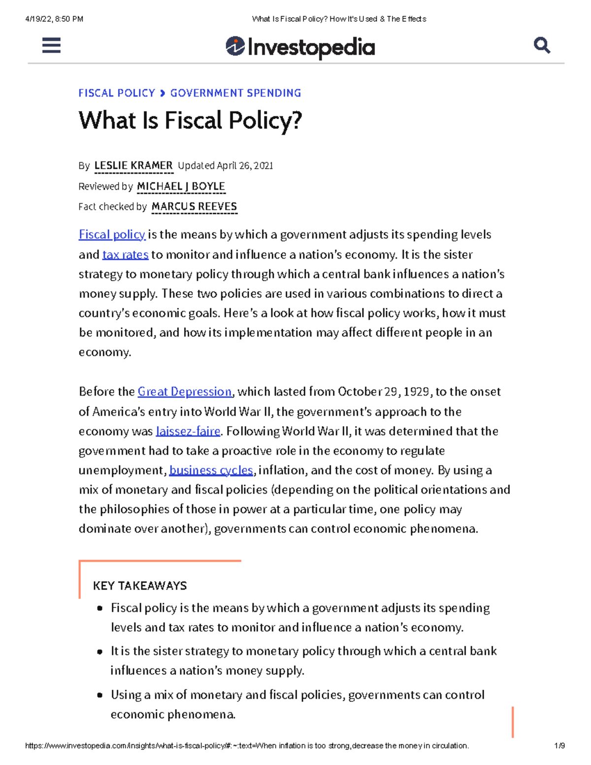What Is Fiscal Policy How It's Used & The Effects - FISCAL POLICY ...