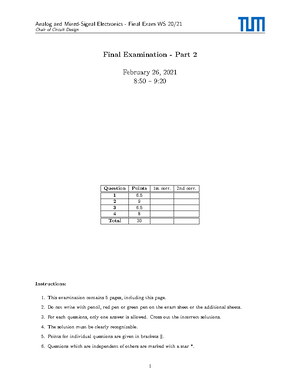 Exercise 2 Analog and Mixed-Signal Electronics - To measure the current ...