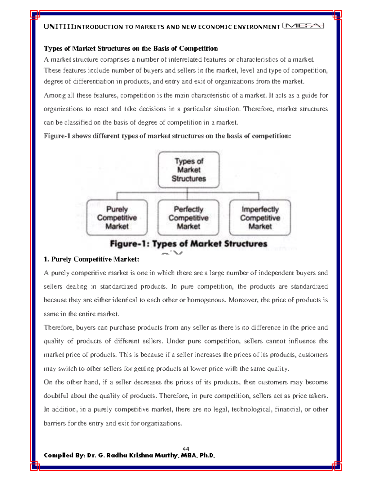 UNIT III MEFA - UNIT III MEFA - 44 Types of Market Structures on the ...