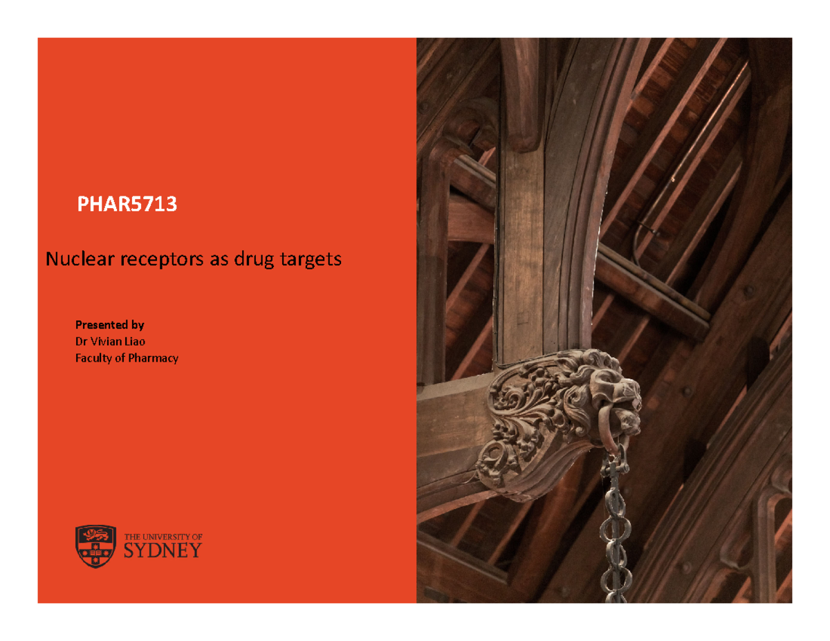 Nuclear receptor - Lecture - PHAR Presented Dr Vivian Liao by Faculty of Pharmacy Nuclear ...