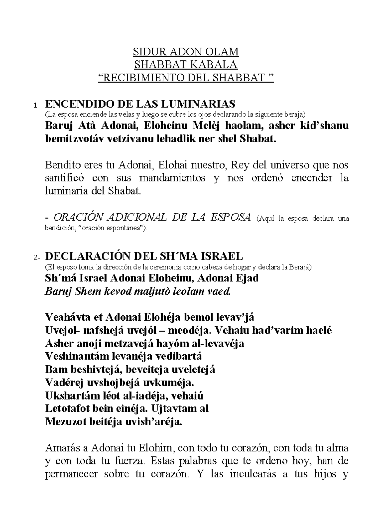 Sidur ADON OLAM shabat kabbala-1 - SIDUR ADON OLAM SHABBAT KABALA ...