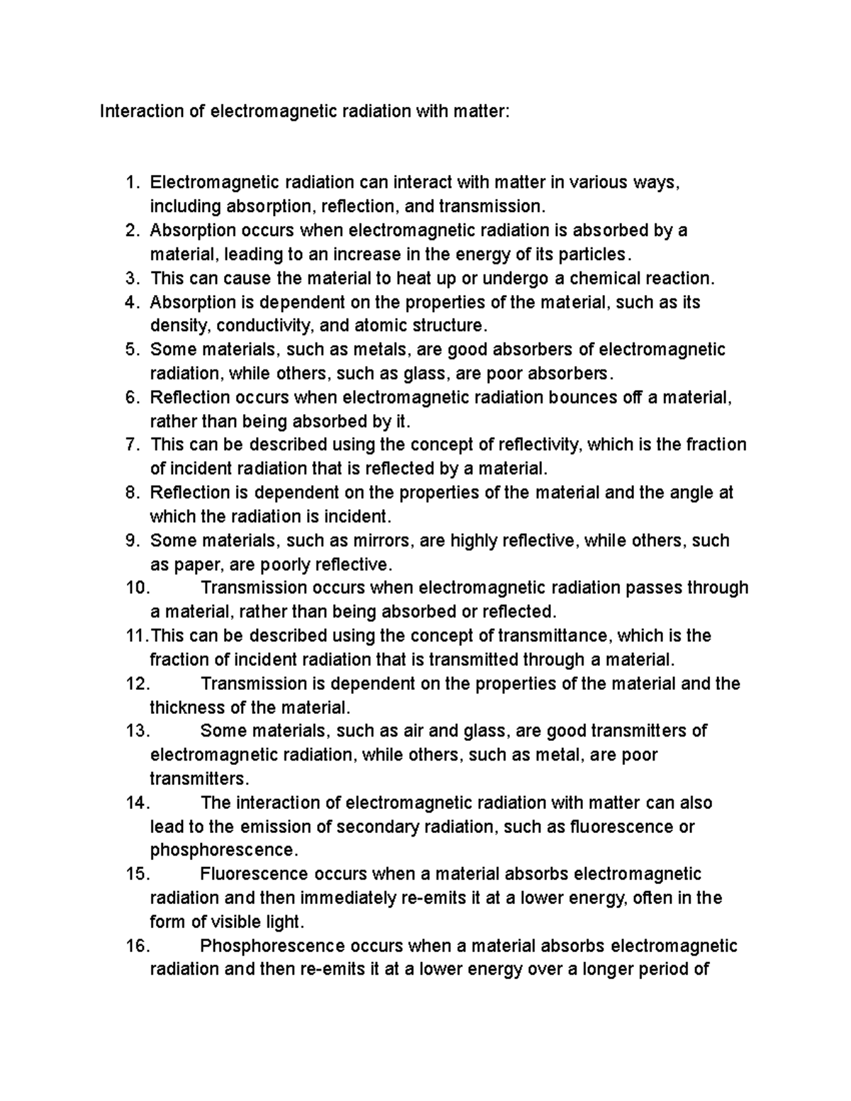 Interaction of electromagnetic radiation with matter - Interaction of ...