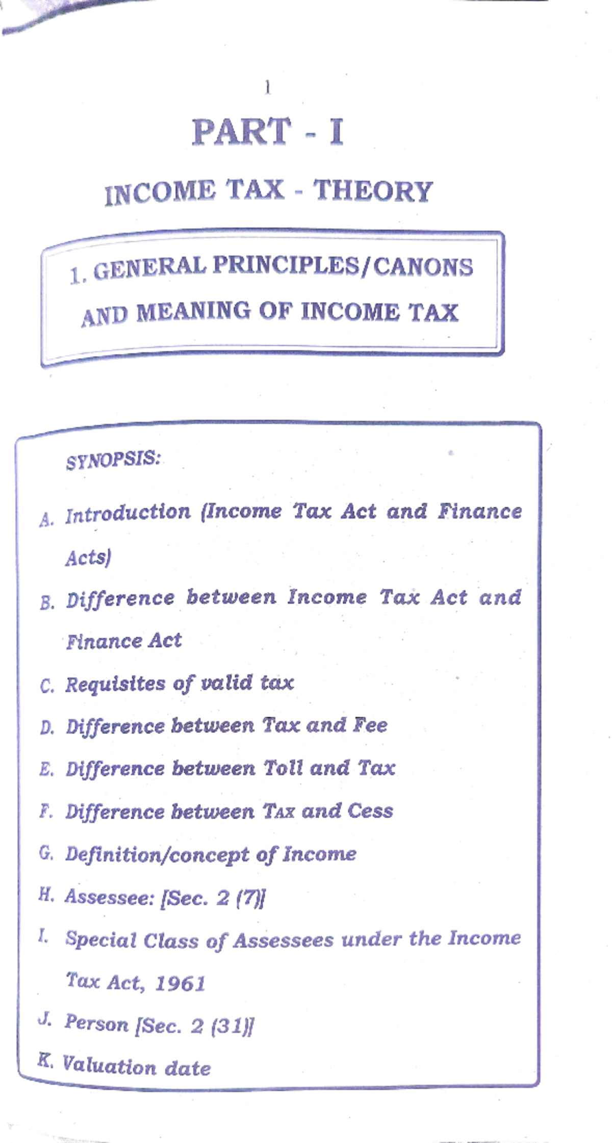Income Tax-Theory Jurisprudence - INCOME TAX - THEORY SYNOPSIS: 1 ...