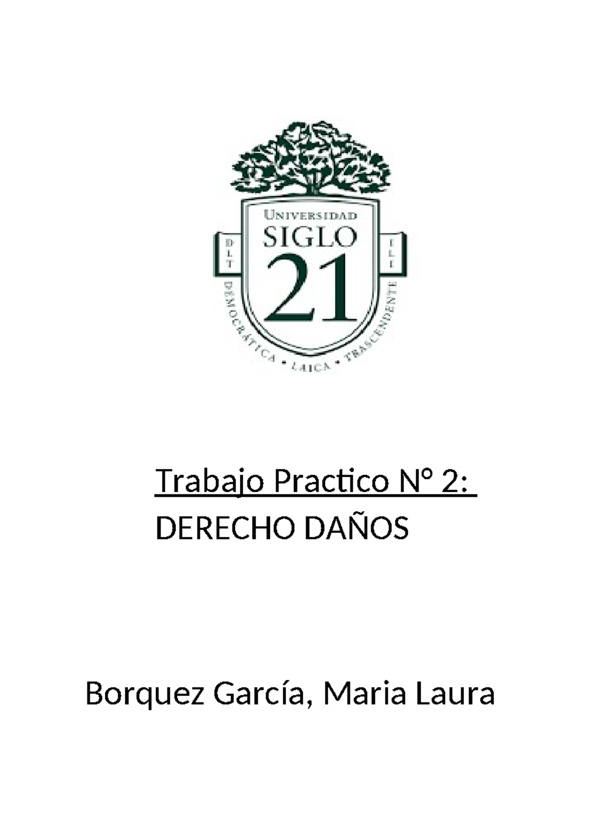 Trabajo Practico N° 2 Daños Borquez Maria Laura - Trabajo Practico N° 2 ...