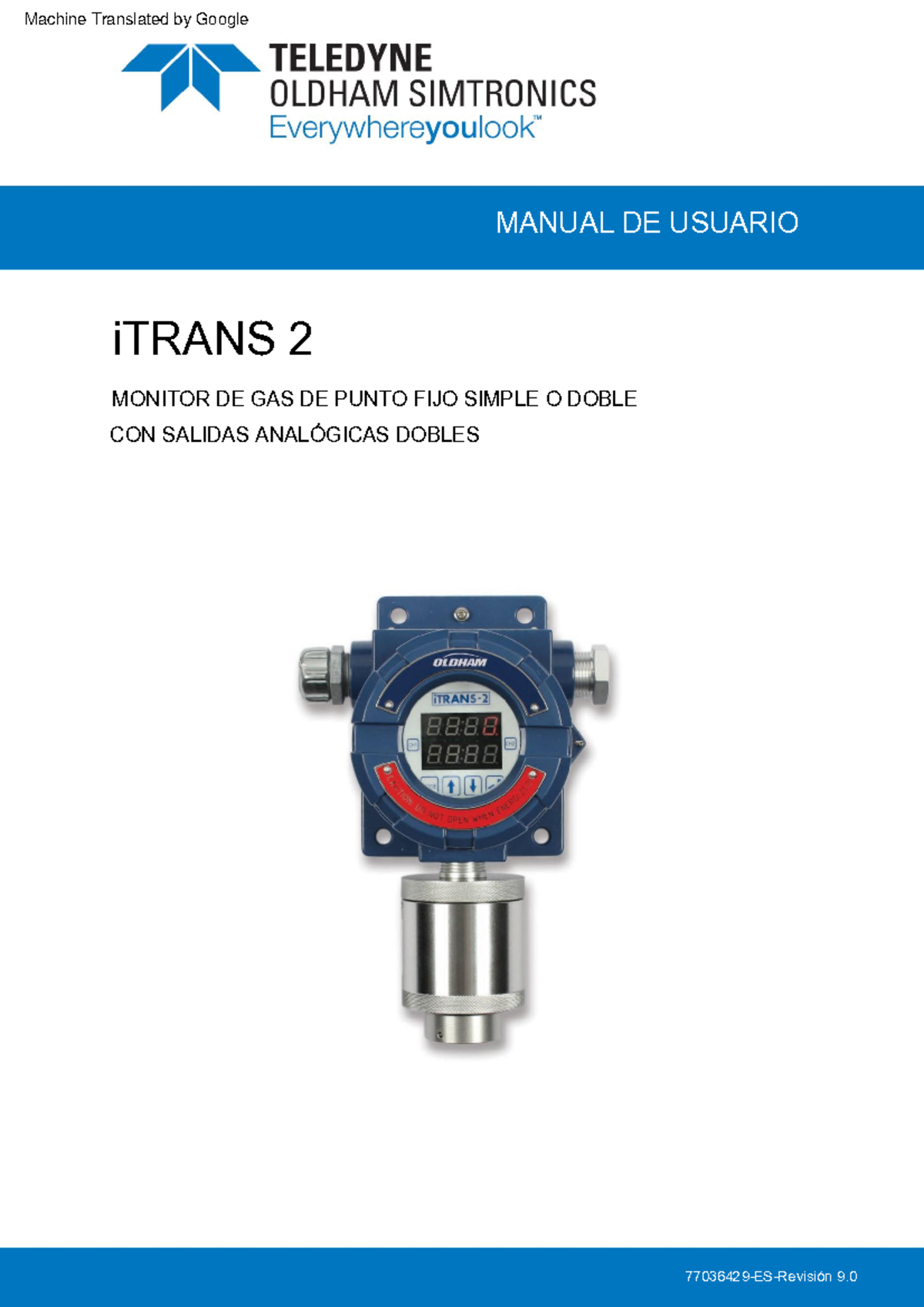 Fixedgas-itrans 2-usermanual-english - iTRANS 2 77036429 ES Revisión 9. CON SALIDAS ANALÓGICAS ...