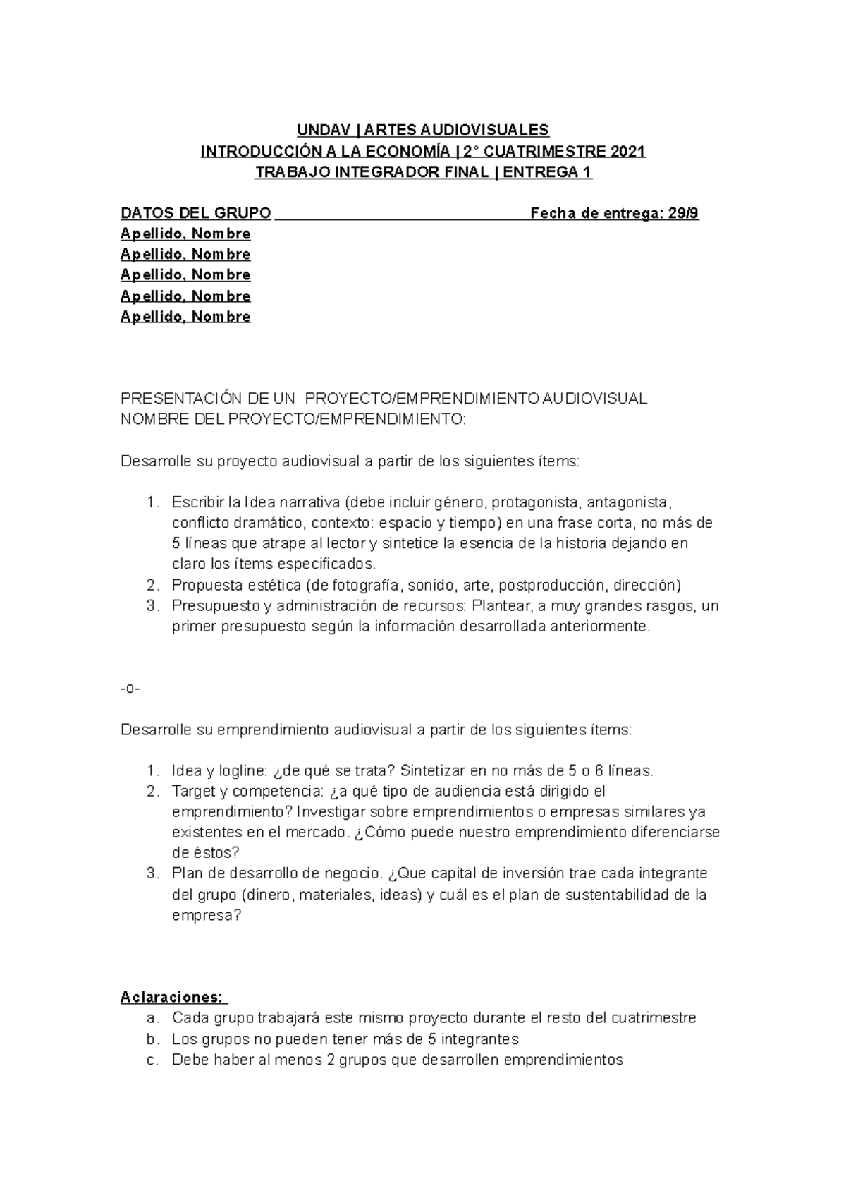 Consignas TP Integrador Economía 2C - 2021 - UNDAV | ARTES ...
